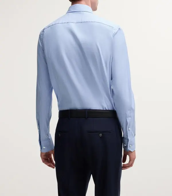 BOSS Stretch-cotton Slim Shirt - Blue