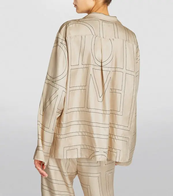 TOTEME Silk Embroidered-monogram Shirt - Ivory