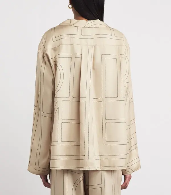 TOTEME Silk Embroidered-monogram Shirt - Ivory