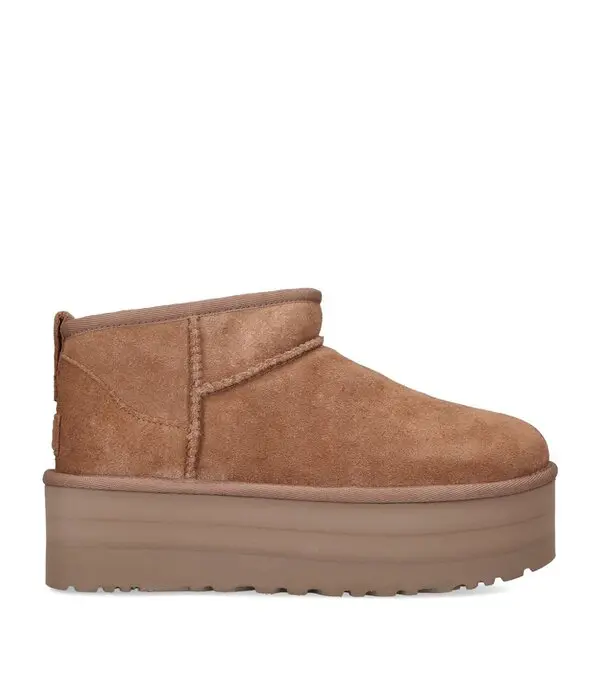 UGG Suede Classic Ultra Mini Platform Boots - Brown