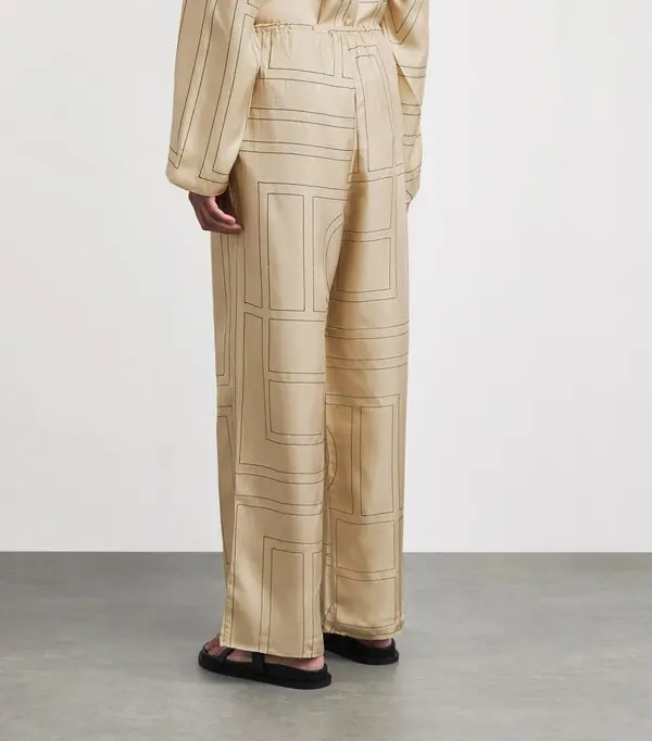 TOTEME Silk Monogram Trousers - Ivory