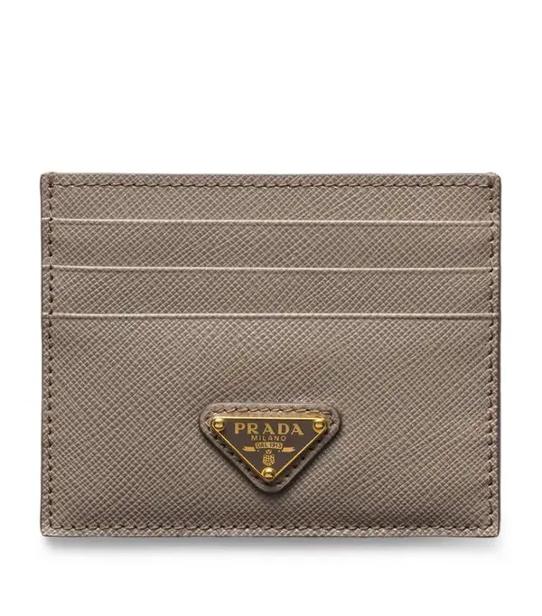 Prada Saffiano Leather Card Holder - Grey