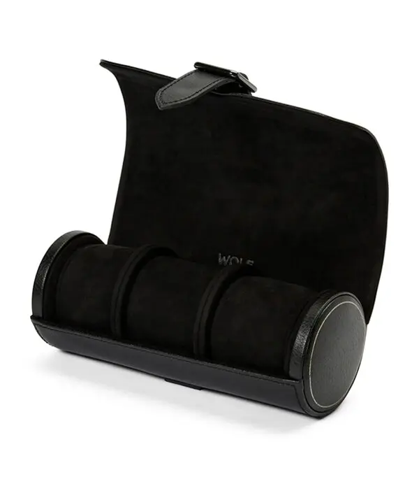 Wolf Vegan Leather Triple Watch Roll - Black