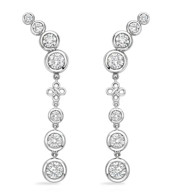 BOODLES Platinum And Diamond Drop Earrings - Silver