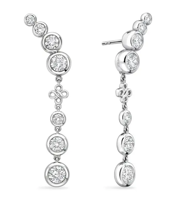 BOODLES Platinum And Diamond Drop Earrings - Silver