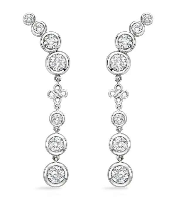 BOODLES Platinum And Diamond Drop Earrings - Silver