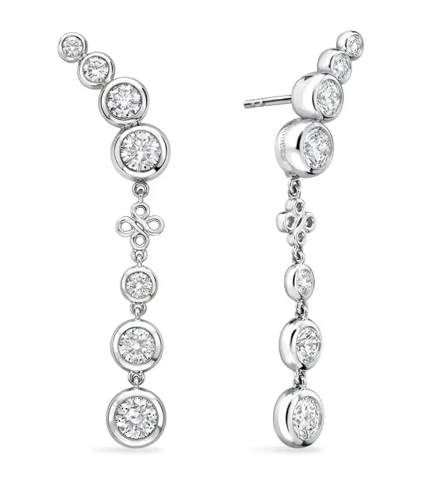 BOODLES Platinum And Diamond Drop Earrings - Silver