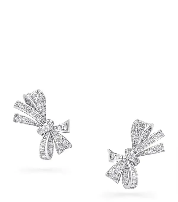 Graff Gold And Diamond Tilda's Bow Stud Earrings - White