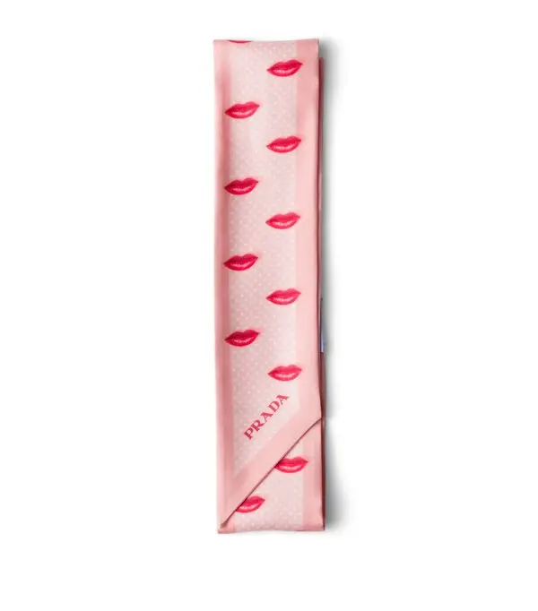 Prada Silk Printed Skinny Scarf - Pink