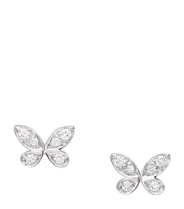 Graff Gold And Diamond Butterfly Stud Earrings - White