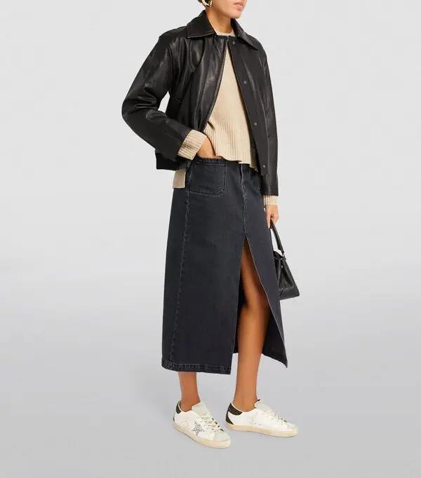GOLDEN GOOSE Leather Superstar Sneakers With Glitter Embellishments