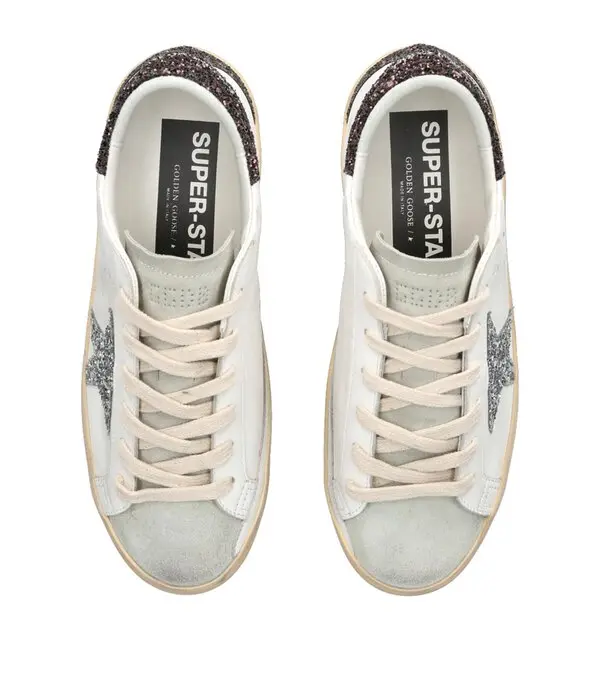 GOLDEN GOOSE Leather Superstar Sneakers With Glitter Embellishments