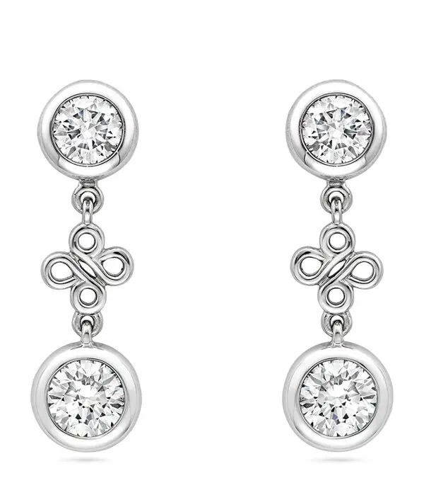 BOODLES Platinum And Diamond Drop Earrings - Silver
