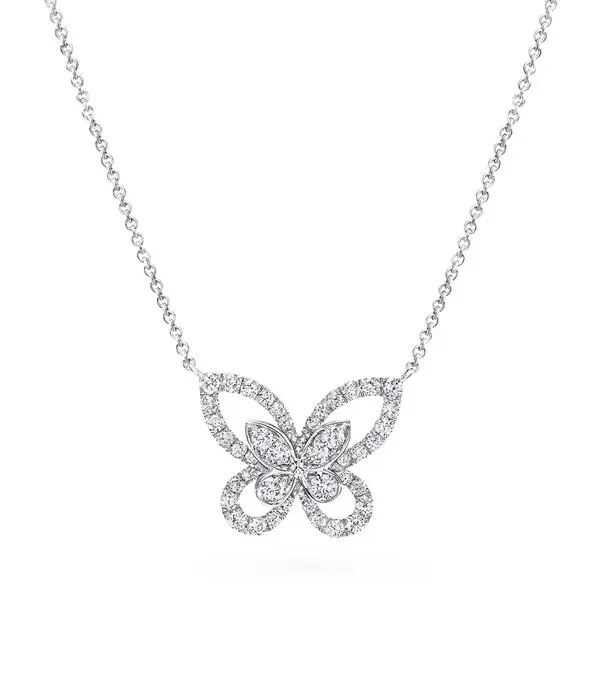 Graff Gold And Diamond Mini Butterfly Necklace - White