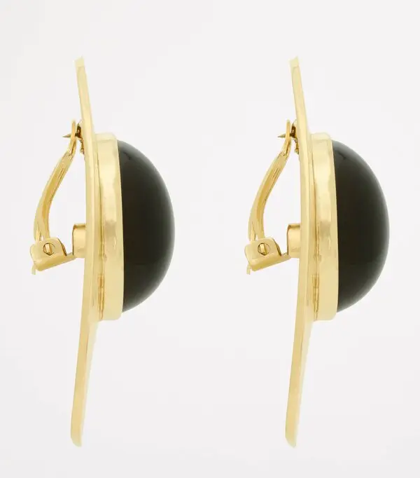 Saint Laurent Cabochon Clip-on Earrings - Metallic