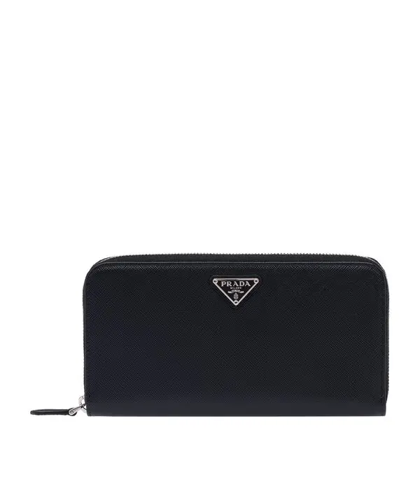 Prada Large Saffiano Leather Zipped Wallet - Black