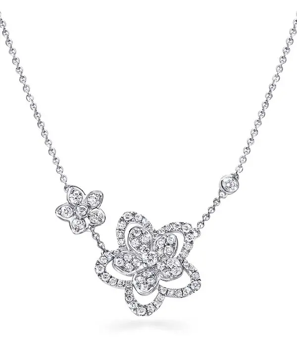 Graff Gold Diamond Wild Flower Necklace - White