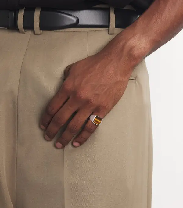 Tom Wood Sterling Cushion Tiger Eye Ring