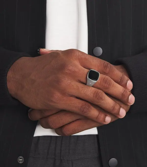 Tom Wood Sterling Onyx Signet Ring