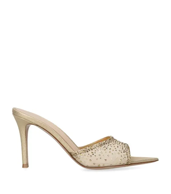 GIANVITO ROSSI Embellished Rania 85 Mules - Gold