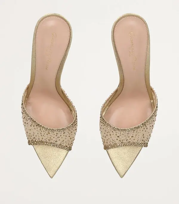GIANVITO ROSSI Embellished Rania 85 Mules - Gold