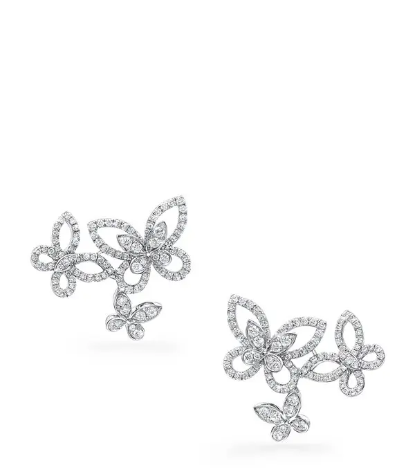 Graff Gold And Diamond Butterfly Earrings - White