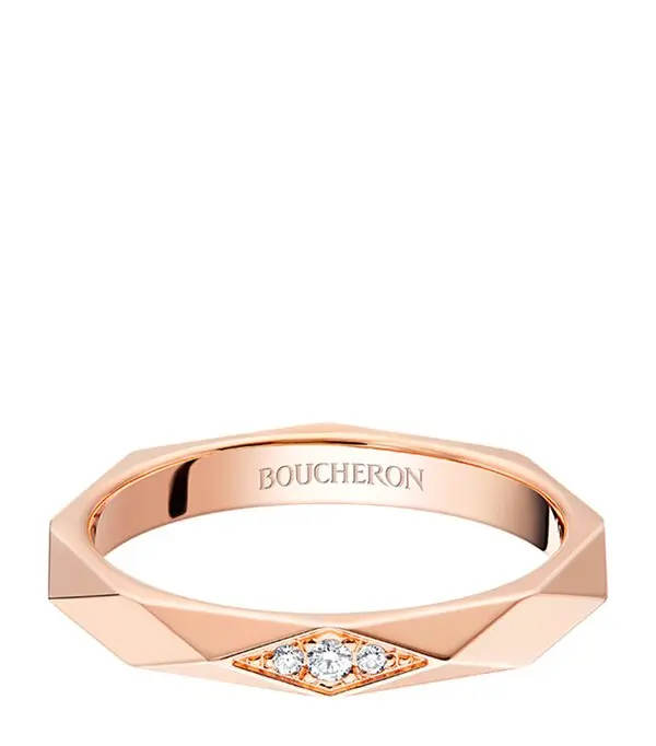 Boucheron Gold And Diamond Facette Wedding Band - Pink