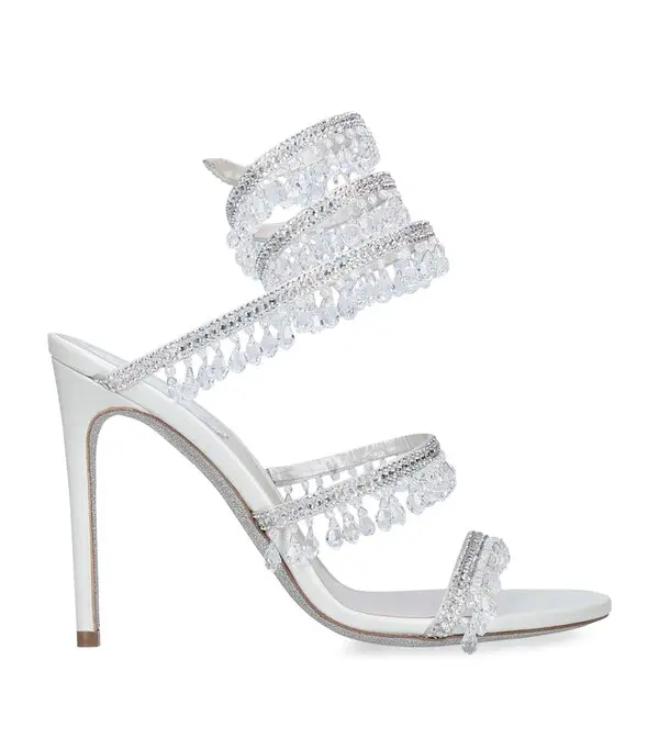 Rene Caovilla Satin Embellished Stiletto Sandals - Grey