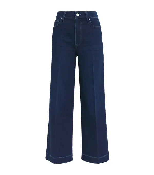 Paige Anessa Wide-leg Cropped Jeans - Navy