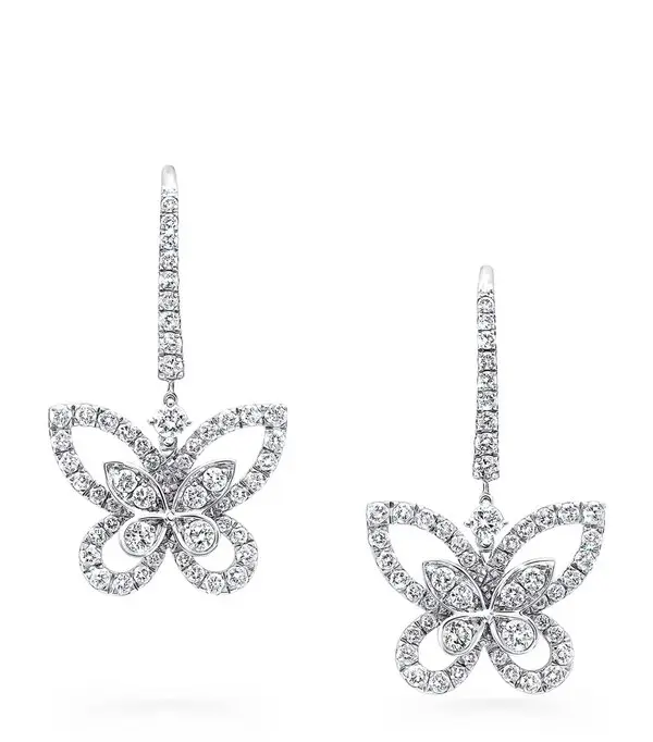 Graff Diamond Butterfly Drop Earrings - White