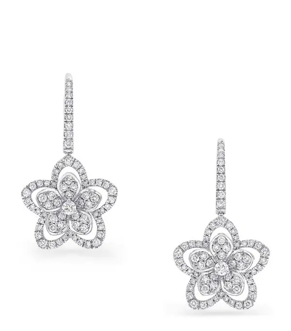 Graff Gold Diamond Wild Flower Earrings - White