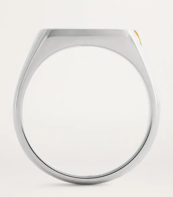 Tom Wood Sterling And Black Diamond Signet Ring