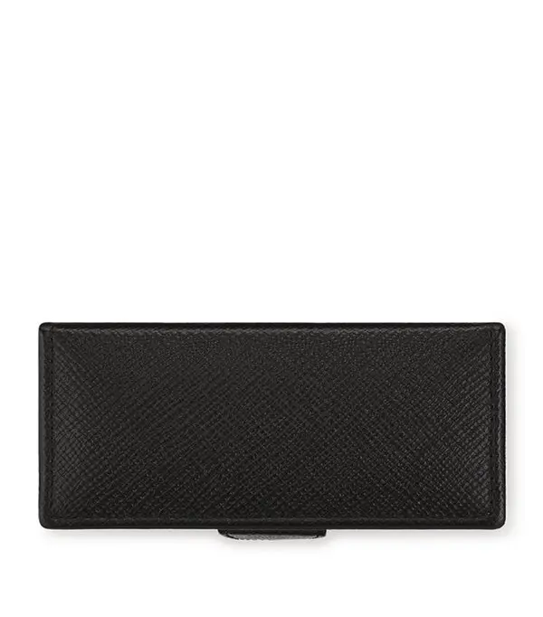 Smythson Leather Panama Cufflink Box - Black