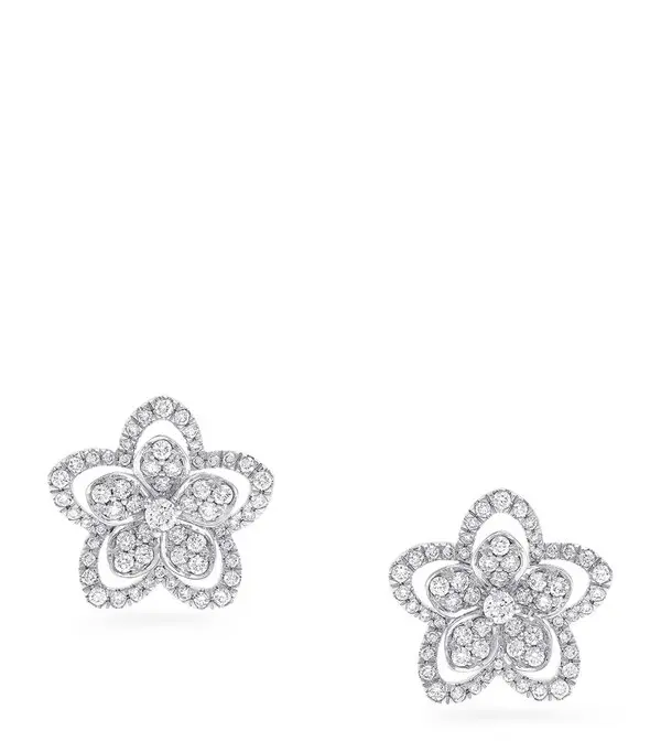 Graff Gold And Diamond Wild Flower Earrings - White