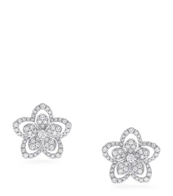 Graff Gold And Diamond Wild Flower Earrings - White