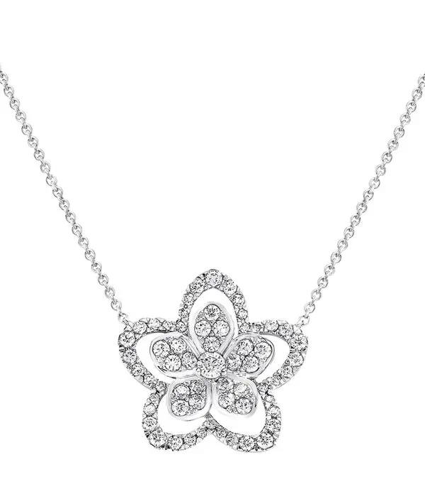 Graff Gold Diamond Wild Flower Necklace - White