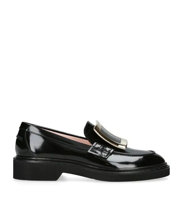 ROGER VIVIER Patent Leather Viv' Rangers Loafers - Black