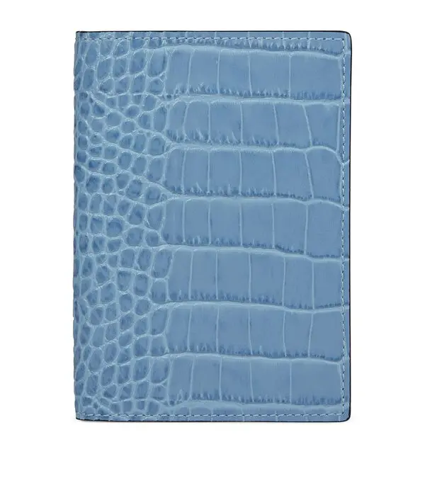 Smythson Leather Mara Passport Cover - Blue