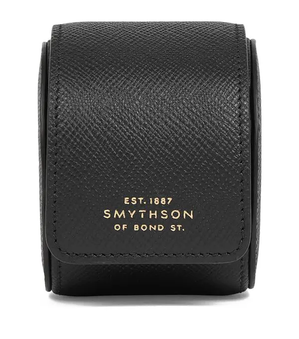 Smythson Panama Single Watch Roll In Leather - Black