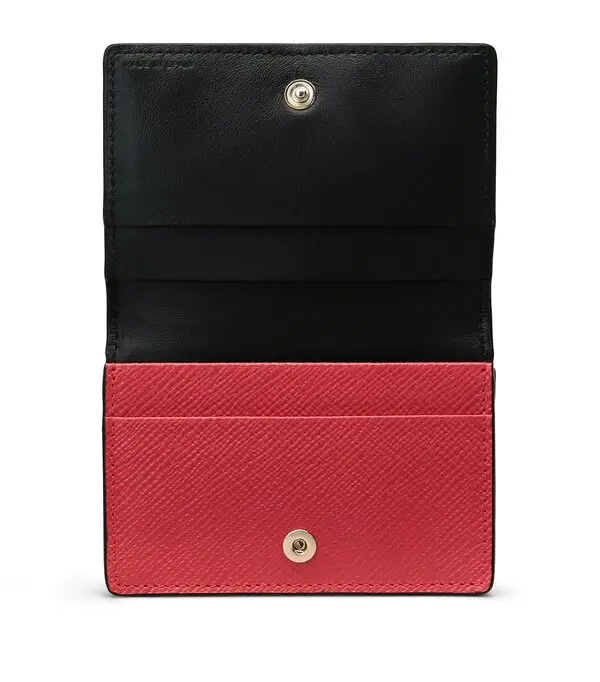 Smythson Leather Panama Folded Card Holder - Red