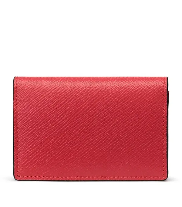 Smythson Leather Panama Folded Card Holder - Red