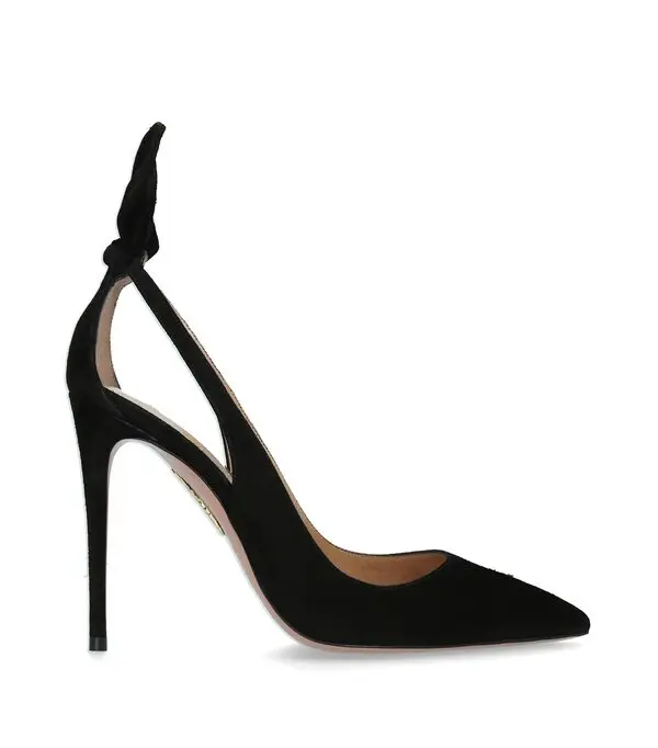 AQUAZZURA Suede Bow Tie Pumps - Black