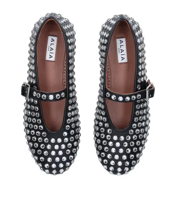 Alaïa Embellished Ballet Flats - Black