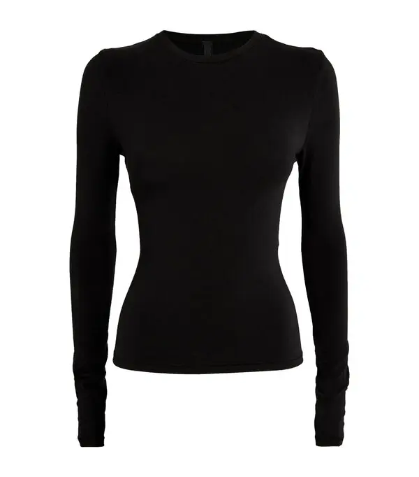 SKIMS Cotton Jersey Long-sleeved T-shirt - Black