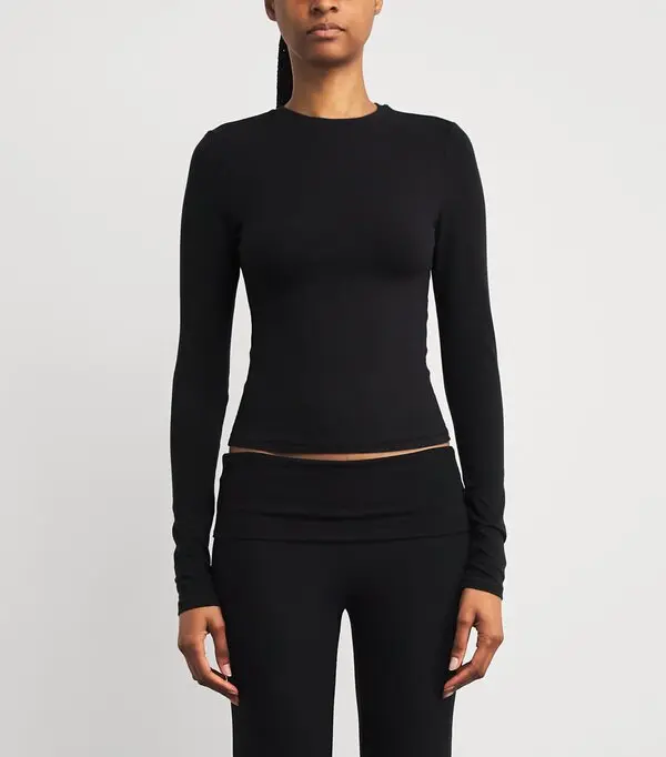 SKIMS Cotton Jersey Long-sleeved T-shirt - Black