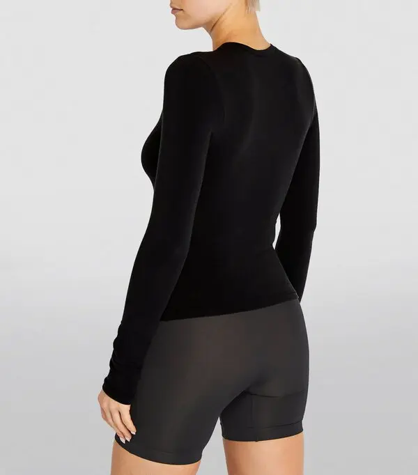 SKIMS Cotton Jersey Long-sleeved T-shirt - Black