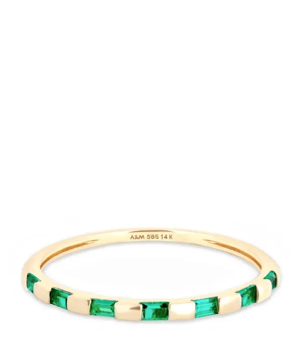 ASTRID & MIYU Emerald Baguette Ring In 14 Karat Yellow - Gold