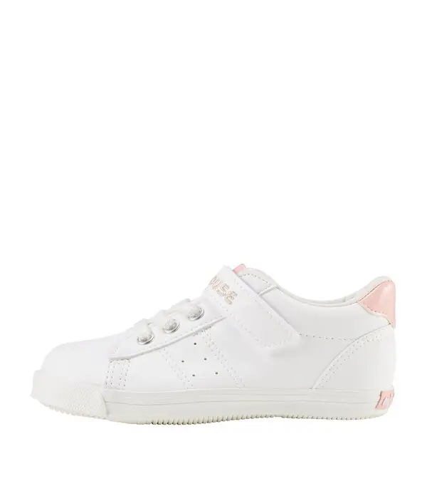 MIKI HOUSE White Leather Velcro And Lace Up Sneakers