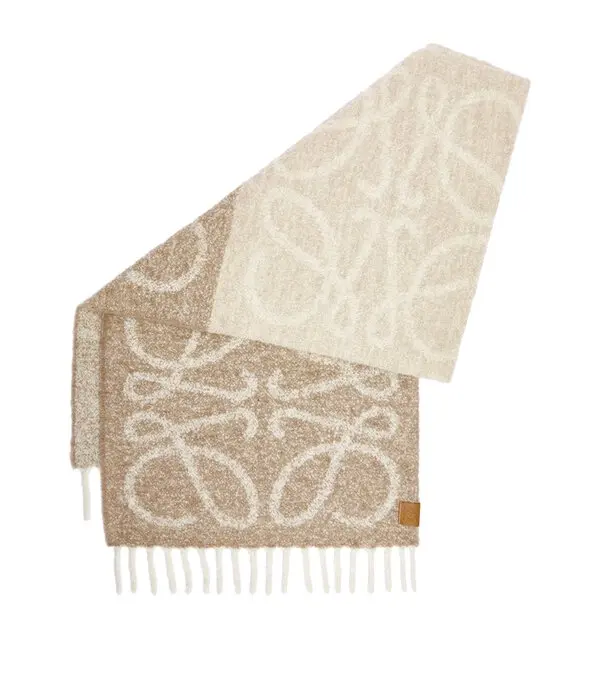 Loewe Alpaca-blend Anagram Scarf - Beige