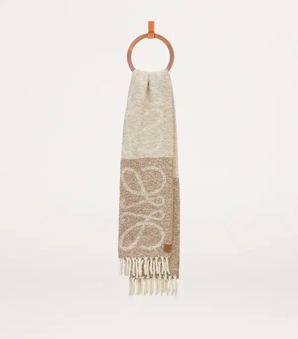 Loewe Alpaca-blend Anagram Scarf - Beige